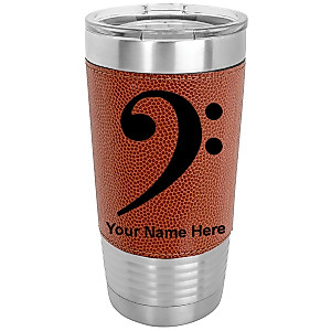 LaserGram 20oz Vacuum Insulated Tumbler Mug, Bass Clef, Personalized Engraving Included (Faux Leather, Basketball Style)