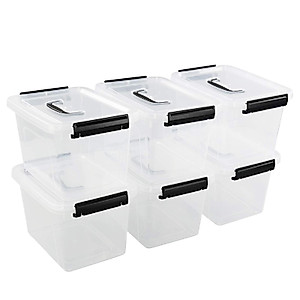 AnnkkyUS 6-pack 5 Liter Plastic Storage Box Bin with Lid, Clear Lidded Boxes