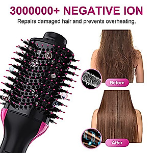 Hair Dryer Brush Blow Dryer Brush in One, 3 in 1 Hair Dryer and Styler Volumizer with Negative Ion Anti-frizz Blowout Ceramic Coating Hot Air Brush, Mothers Day Gifts for Mom, 75MM Oval Shape