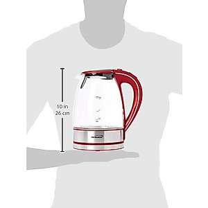 Brentwood Appliances KT-1900R Tempered Glass Tea Kettles, 1.7-Liter, Red