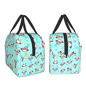 Axolotl Kawaii Cute Lunch Bag Animal Lunch Box Reusable Insulated Meal Bags Food Container For Girls Boys Kids Men Women School Work Travel Picnic