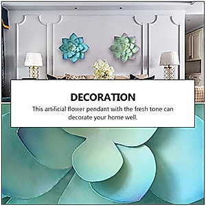 DOITOOL Metal Flower Wall Art Iron Succulent Sculpture Floral Hanging Art Decoration for Indoor Outdoor Home Garden Patio Bedroom Living Room Blue