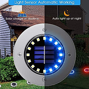 NFESOLAR Solar Outdoor Lights with 16 LEDs, Blue Color Bright Solar Ground Lights Outdoor, Waterproof Solar Disk Lights for Pathway Garden Yard Lawn Walkway Driveway (8 Pack)