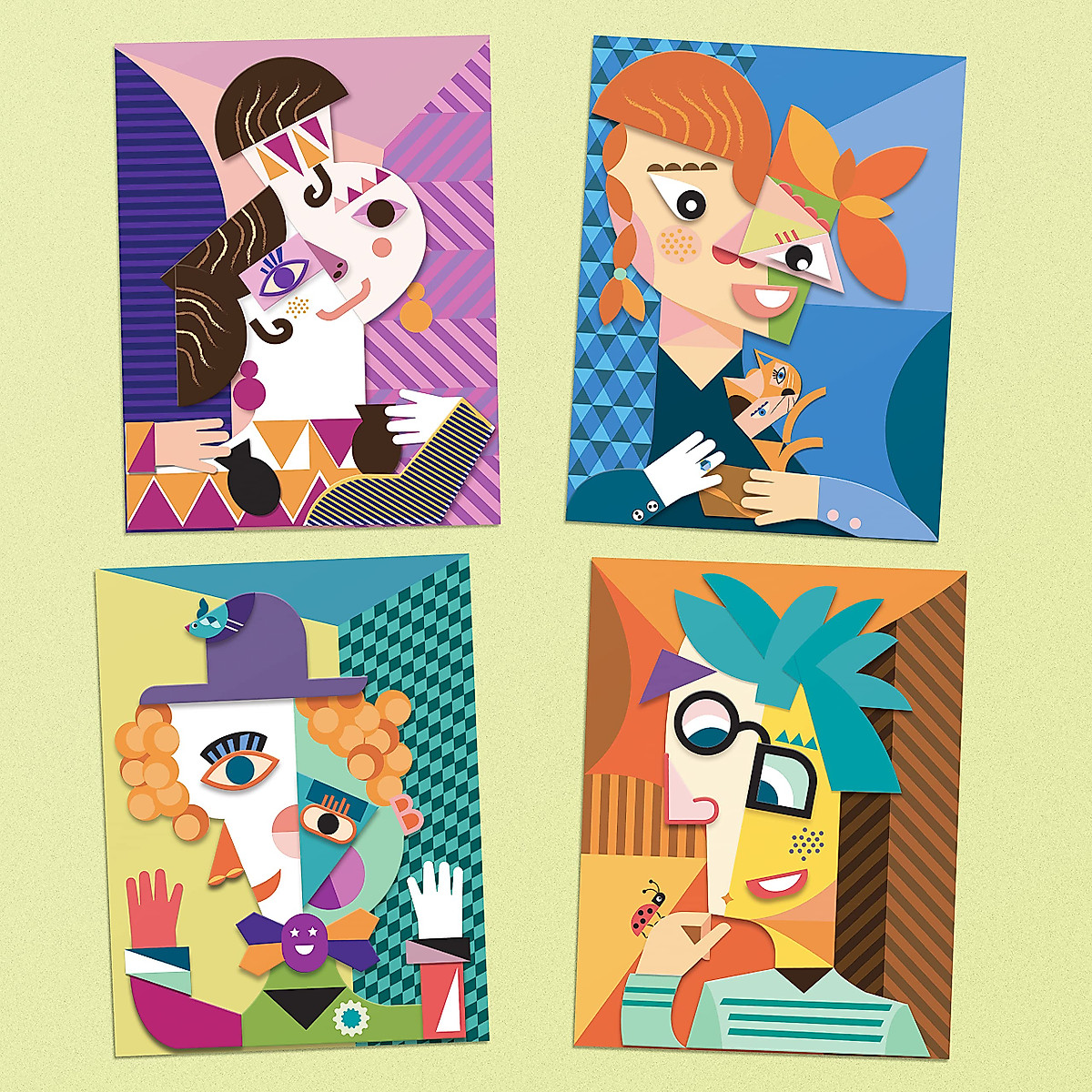 DJECO Inspired by Square Heads Sticker Craft Kit, Picasso, Multi