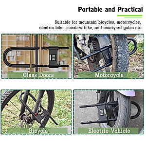 4 Digit Combination Padlock,Heavy Duty Anti Theft U-Shape Security Code Lock with Adjustable Shackle,for Bicycles, E-Bike,Mountain Bike,Road Bike,Gates,Shed, Fence [ Adjustable Range 170-190mm]