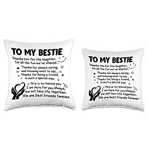 To My Bestie By Merch To My Bestie Thank You for The Laughter Throw Pillow, 16x16, Multicolor