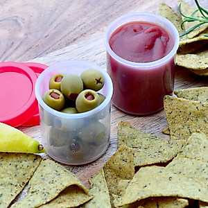 Youngever 3 Pack Plastic Condiment Containers, Sauce Containers with Lid, Plastic Salad Dressing Container (3.5oz)