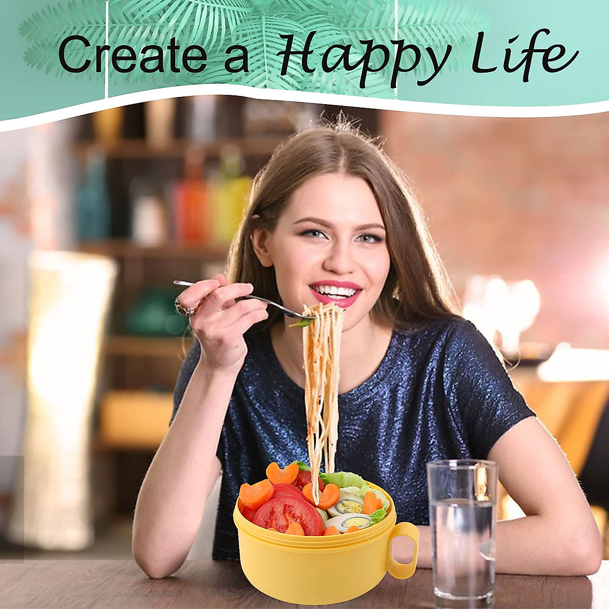 GMAEURL Microwave Ramen Cooker Ramen Bowl Set Noodle Bowl With Lid And Chopsticks BPA Free/Food Grade For Office College Dorm Room Instant Cooking Dishwasher Safe