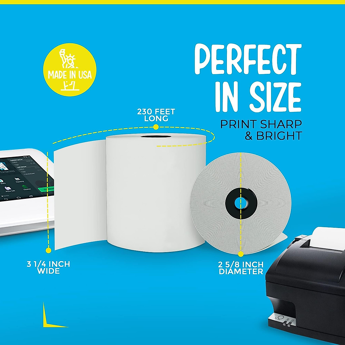 FHS 3 1/8” X 230’ Thermal Paper for Receipts - 32 Rolls of Receipt Paper Compatible with Wide Range of POS Systems for Small Business – Use as Receipt Paper, Cash Registers Printer, ATM Machine