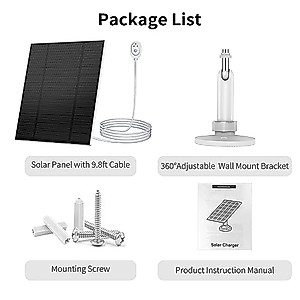 5W Solar Panel for Arlo Go 2, Arlo Pro 3 Floodlight, Arlo Pro 3, Arlo Pro 4, Arlo Ultra and Arlo Ultra 2 Cameras, Weather Resistant,360° Adjustable Easy Install Arlo Solar Panel Charger（1PC）