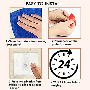 Watpot Acrylic Hat Hooks for Wall, Clear Adhesive Hooks for Hanging Towel Coat Bag, 6 Pack