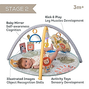 Taf Toys Savannah 360° Activity Gym with Music & Light & 20 Playful Activities, Thickly Padded with Soft Mat and a Unique “Crinkle Toy” for a Variety of Body Positioning for Newborn and Up
