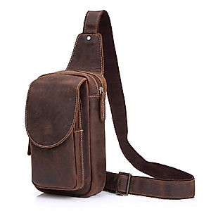 EVERDOSS Sling Backpack Leather Chest Pack Crossbody Travel Hiking Bag