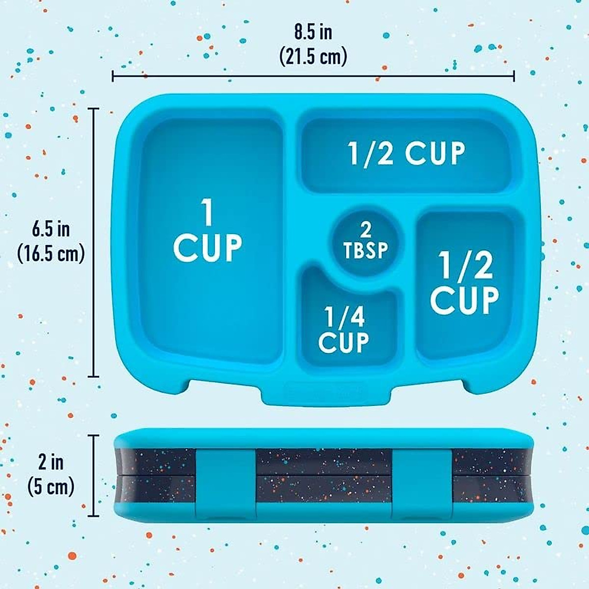 Bentgo Kids 5-Compartment Lunch Box - Confetti Design for School, Ideal for Ages 3-7, Leak-Proof, Drop-Proof, Dishwasher Safe, & Made with BPA-Free Materials (Confetti Edition - Abyss Blue)