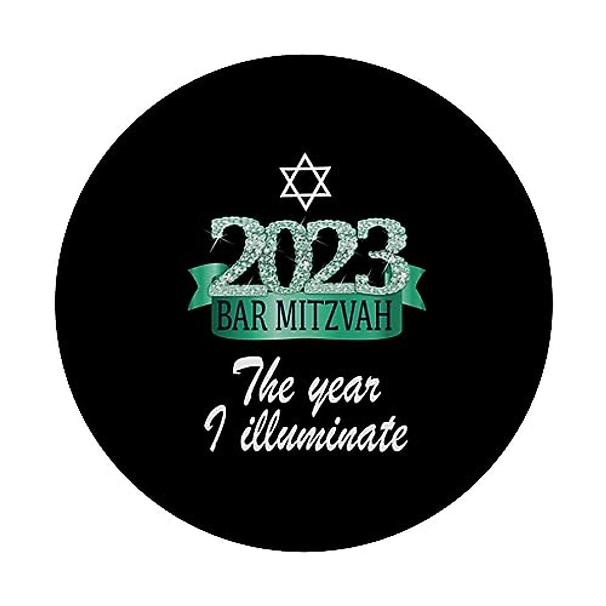 2023 Bar Mitzvah Quote Festive Black Turquoise Decor PopSockets Standard PopGrip