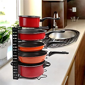 DOUBA 5 Tires Kitchen Storage Rack Pan Pot Lid Organizer Shelves Holder Stand Iron Storage Rack for Cutting Board,Pan,Pot
