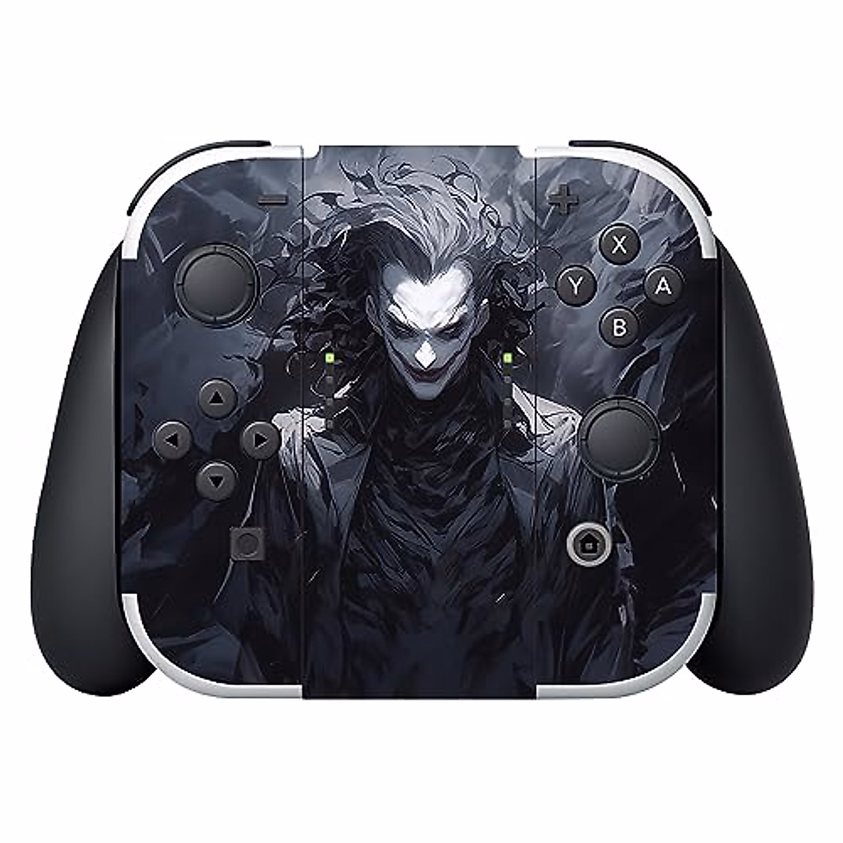 PlayVital Full Set Protective Stickers for Nintendo Switch OLED Model, Customized Vinyl Decal Skins for Switch OLED Console & Joycon & Dock & Grip - Dark Clown