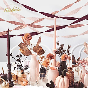 NICROLANDEE 8 Rolls Burgundy Rose Gold Crepe Paper Streamer Rolls for Birthday Wedding Engagement Bridal Shower Bachelorette Anniversary Valentine's Day Decorations