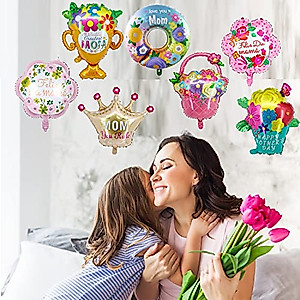 Happy Mother's Day Foil Balloons Party Decorations - Worlds Greatest Mom Best Mom Ever Spanish Feliz Dia Mama Balloons for Mother's Day Party Birthday Decorations Supplies