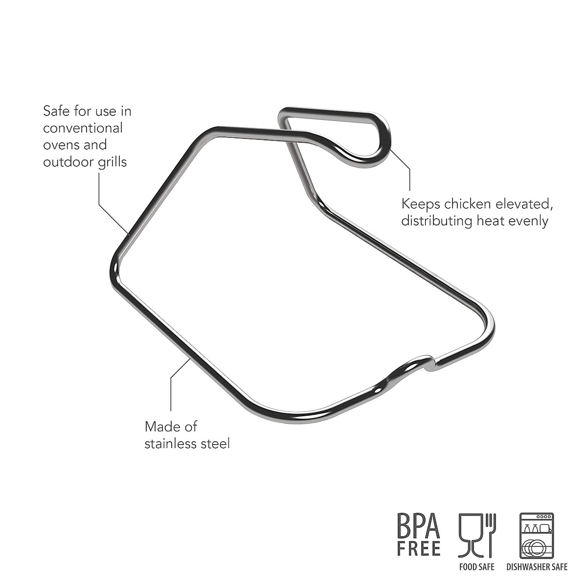 Tovolo, Stainless Steel Poultry Grill Chicken & Duck, Non-Stick Roasting Rack for Indoor & Outdoor Cooking Accessory, 1 EA