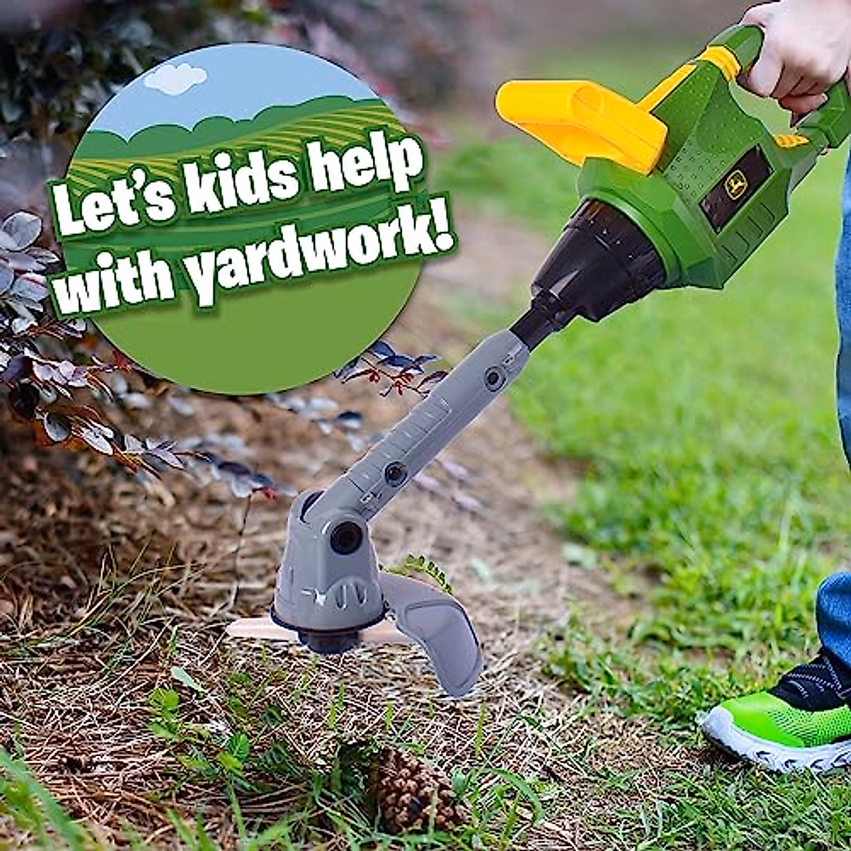 John Deere Sunny Days Entertainment Power Tools Weed Trimmer - Construction Tool with Lights and Sounds | Toy for Kids