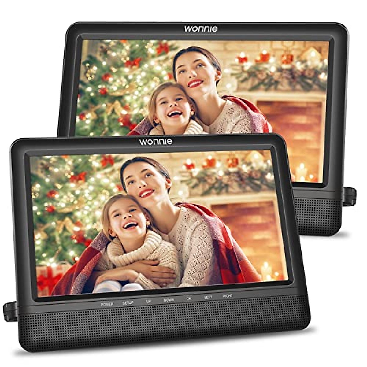 WONNIE 10.5'' Car Dual DVD Player, Headrest Video Players Portable with 5 Hours Rechargeable Battery,Two Mounting Brackets,Support USB/SD/Sync TV,Last Memory,AV Out &in ( 1 Player+1 Monitor )