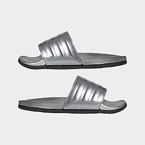 adidas Women's Adilette Comfort Slides Water Shoe, Silver Metallic/Silver Metallic, 8