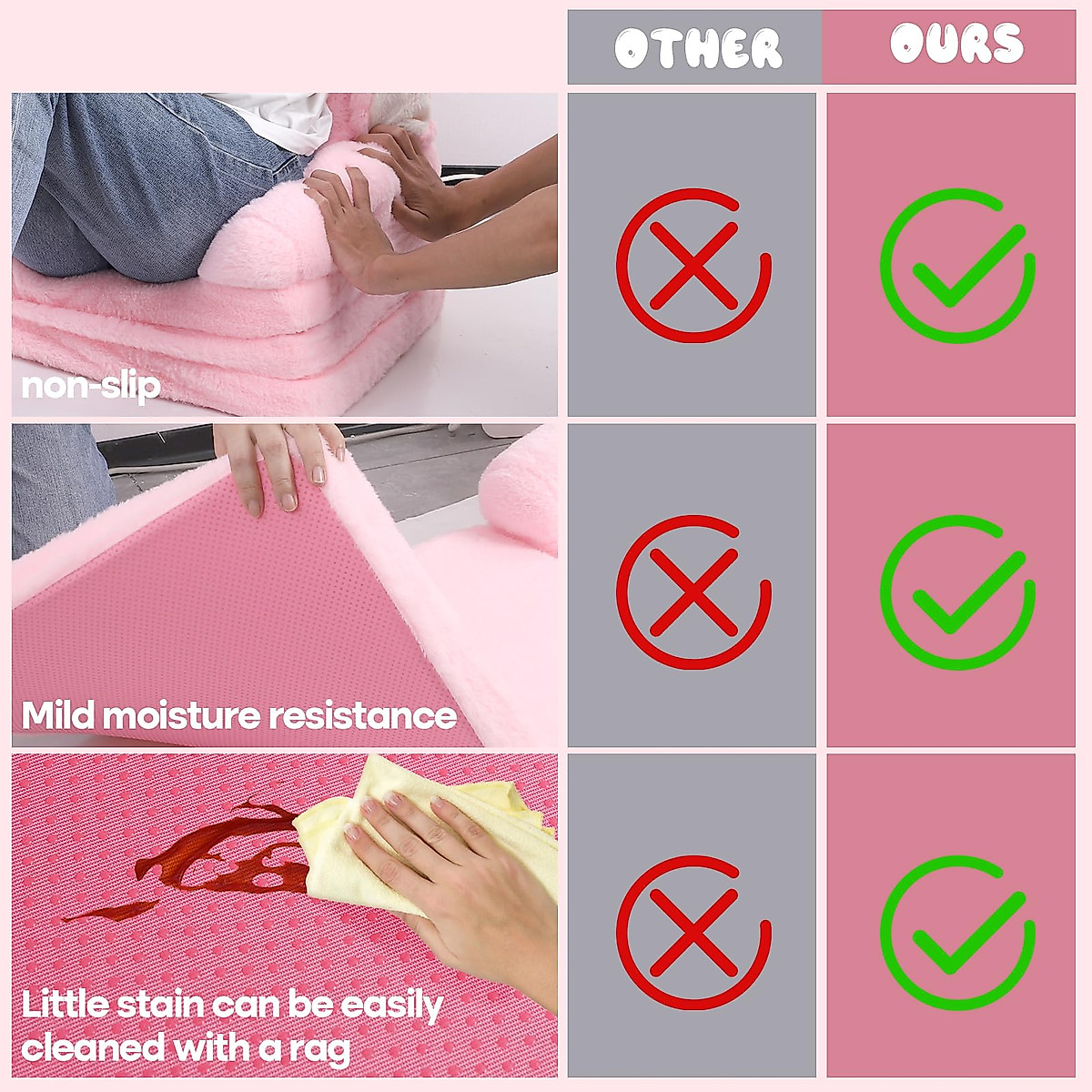 ANTSOUL Toddler Couch with Folding Function, Kids Couch Choose Short Plush Fabrics and Colors for 1-3 Old