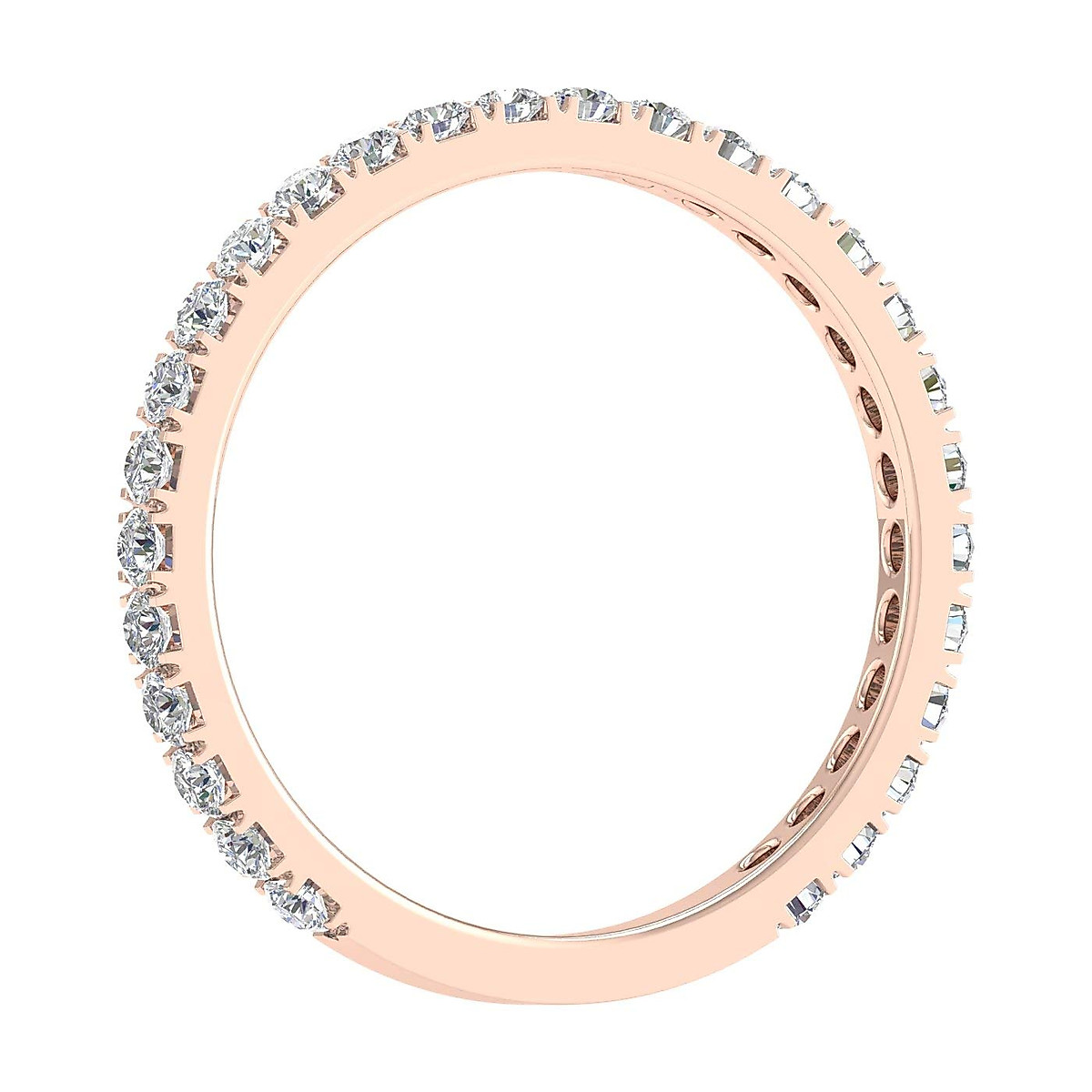 1/2 Carat Diamond 3/4 Eternity Wedding Band Ring in 14K Rose Gold (Ring Size 7.5) (I1-I2 Clarity)