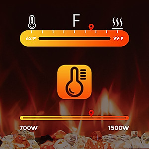 60" Electric Fireplaces Inserts, Recessed & Wall-Mounted Fireplace Heater with Thermostat, Multicolor Flames,Timer, Log & Crystal, 750/1500W