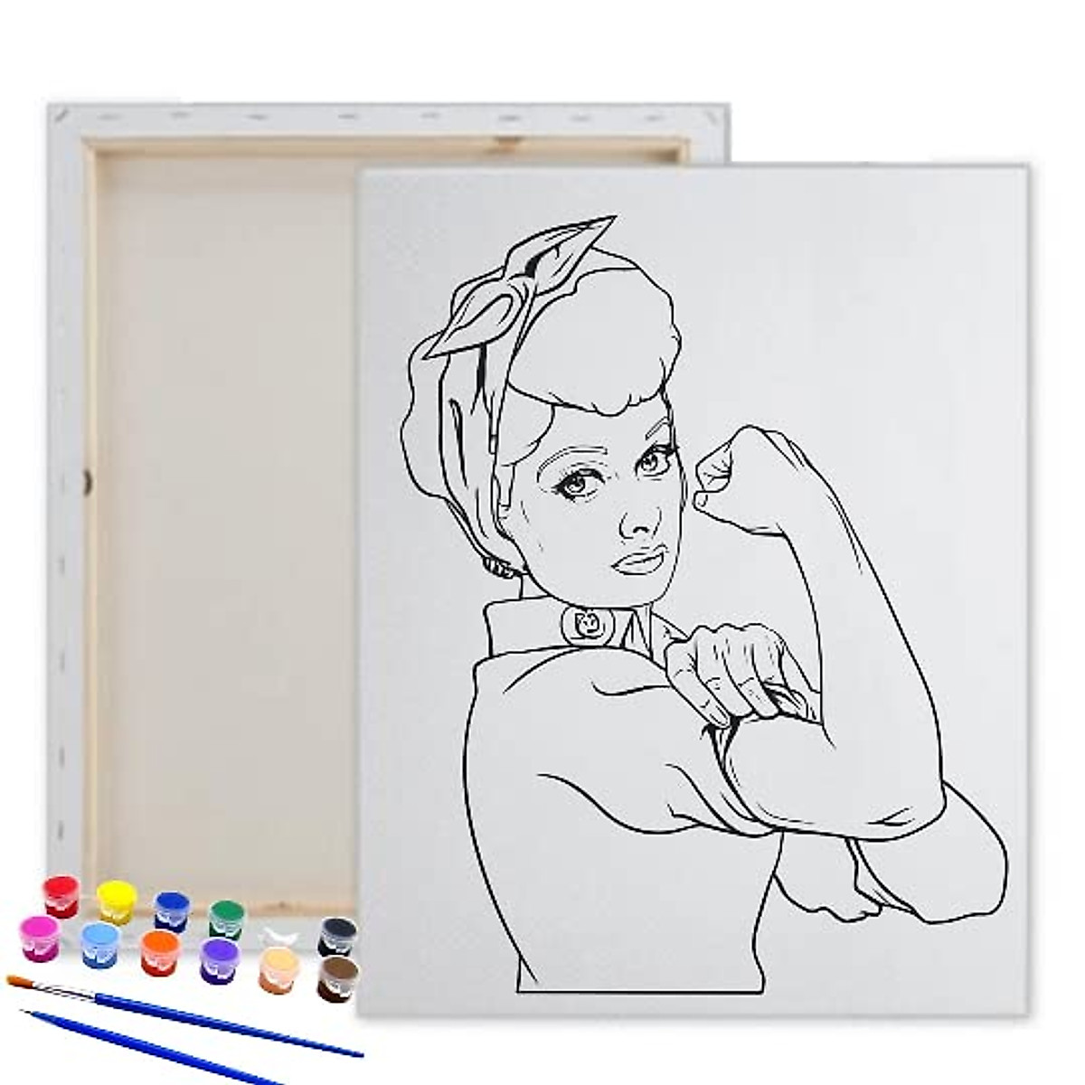 Essenburg Pre Drawn Canvas Paint Kit | Adult & Teen Sip and Paint Party Favor | DIY Date Night Couple Activity FEMINIST MOVEMENT (S 8X10 & 12 COLORS OF PAINT)