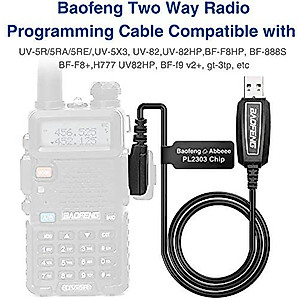 Baofeng USB Programming Cable PL2303 Support Chirp for Baofeng UV-5R(All),BF-F8HP, BF-888S,UV82HP,UV-82(All),UV-S9Plus GM-15Pro BF-H6 Handheld ham Radio transceiver Ham Two Way Radio with Driver