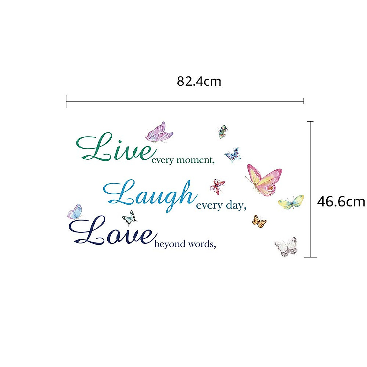 Family Inspirational Quotes Vinyl Wall Decal Stickers Live Every Moment, Laugh Every Day, Love Beyond Words, Family Decor Removable Vinyl for Kids Room Living Room Bedroom (11.8''×23.6'')