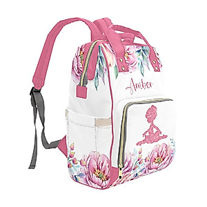 Art Watercolor Flower Leaves Diaper Bags Backpack with Name Personalized Baby Bag Travel Tote Bag Gifts for Mom Girl