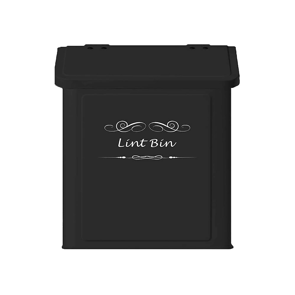 ELITAPRO Lint Holder Bin for Laundry Room - Farmhouse Magnetic Lint Bin with Lid - Wall Mounted Laundry Trash Can for Dryer, Washer - Laundry Room Organization and Storage - Hanging Lint Box (Black)