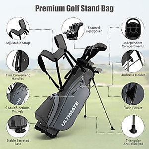 Tangkula 9/10 Pieces Men's Complete Golf Clubs Set Right Hand, Includes 460cc Alloy #1 Driver & #3 Fairway Wood & #4 Hybrid & #6/#7/#8/#9/#P Irons & Putter, Golf Club Set