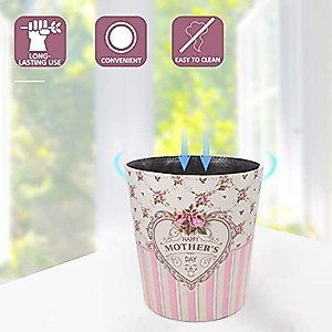 Zerodeko Office Decor Car Decor Retro European Waste Paper Basket Round PU Leather Waste Bin Flower Trash Can Office Garbage Bin Container Without Lid 10L () Office Decor Car Decor
