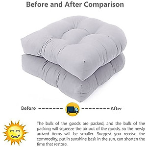 Rocking Chair Cushion 2 Pack Set 19 x 19 Inch U Shape Patio Seat Cushions Non-Slip Seat/Back Chair Cushion Soft Thickened Indoor/Outdoor Overstuffed Patio Chaise Lounger Cushion (Light Gray)