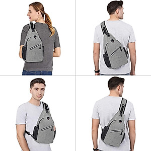 MOSISO Sling Backpack, Multipurpose Crossbody Shoulder Bag Travel Hiking Daypack, Gray, Medium