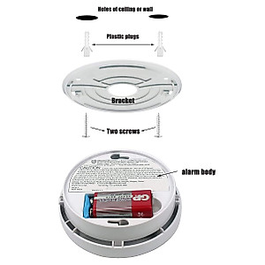 Smoke Detector Fire Alarm, 2 Packs Photoelectric Smoke Detectors with UL Listed, 9V Battery Operated Smoke Detector (9V Battery Included), 10 Years Life Time, Fire Safety for Home, Hotel, School etc
