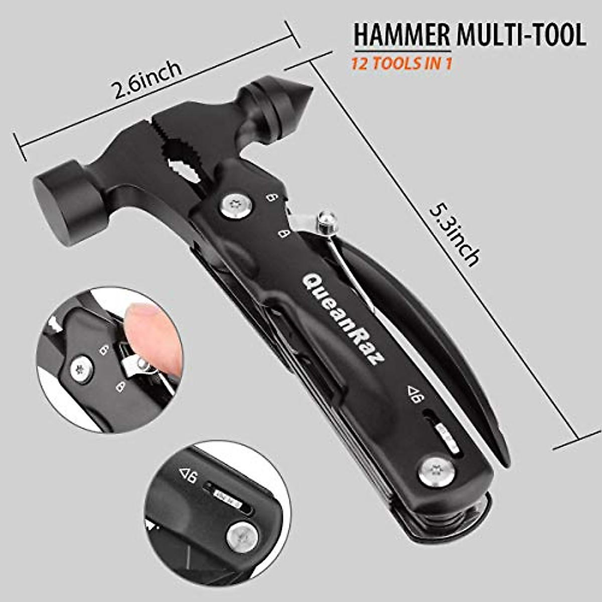 Gift for Dad from Daughter Son for Hammer Multitool, Gift for Men,Survival Hammer Multi Tool 12 in 1, Stocking Stuffer Gift for Men, Brother,Husband, Teens, Mini Multitool Survival Gear