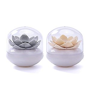 Dofover 2 Pack Creative Lotus Cotton Swab Holder Q-Tips Toothpicks Holder Table Decorate Cotton Bud Storage Box Organizer