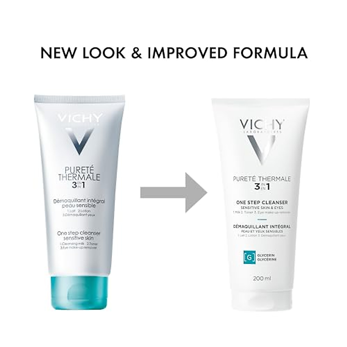 Vichy Pureté Thermale One Step Cleanser | Face Wash + Toner + Makeup Remover | No Rinse Required | Gentle Eye Makeup Remover | Suitable For Sensitive Skin & Contact Lenses | Non-Oily | Alcohol Free