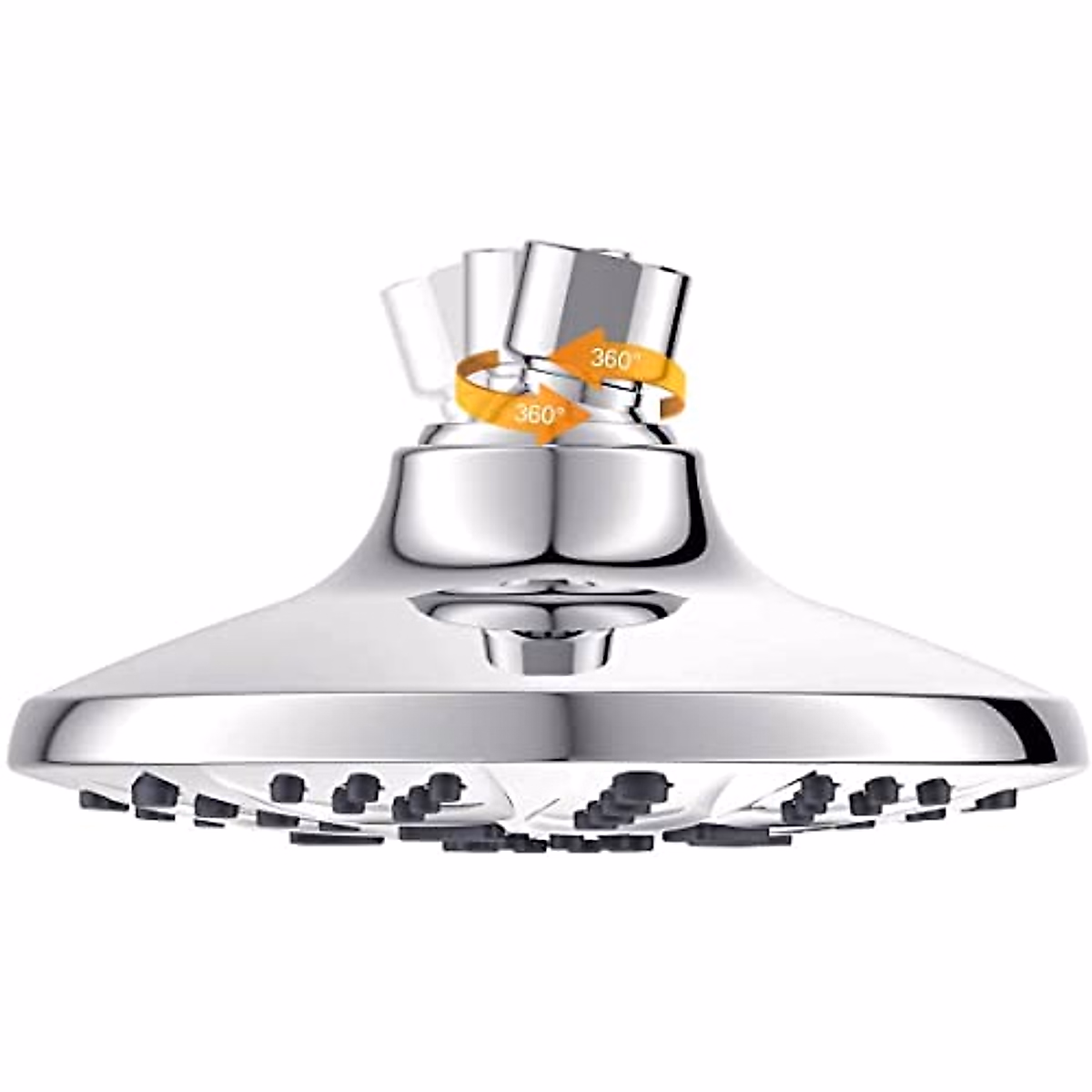 HOPOPRO High Pressure Shower Head with 5 Functions, 6 Inch Fixed Shower Head High Flow Rain Shower Head for Luxury Shower Experience