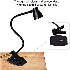 CeSunlight Clamp Desk Lamp, Clip on Reading Light, 3000-6500K Adjustable Color Temperature, 6 Illumination Modes, 10 Led Beads, AC Adapter and USB Cord Included (Black)