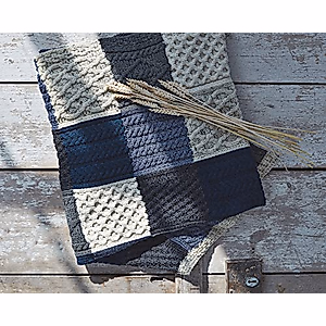Irish Blanket 100% Merino Wool Patchwork Aran Knit Throw 60"x40" Made in Ireland