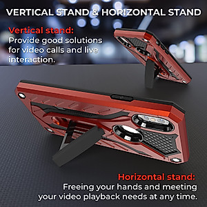 Kitoo Defender Designed for iPhone iPhone Xs max [Eco-Friendly] Shockproof Case with Kickstand, Military Grade, Made in USA - Red