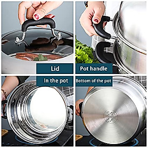 MANO Steamer Pot for Cooking 11 inch Steam Pots with Lid 2-tier Multipurpose Stainless Steel Steaming Pot Cookware with Handle for Vegetable, Dumpling, Stock, Sauce, Food