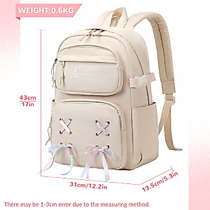 El-fmly Fashion Travel Backpack with Cute Ribbon for Teen Girl Boy School Bookbag with USB Charging Port & Headphone Jack (Black)