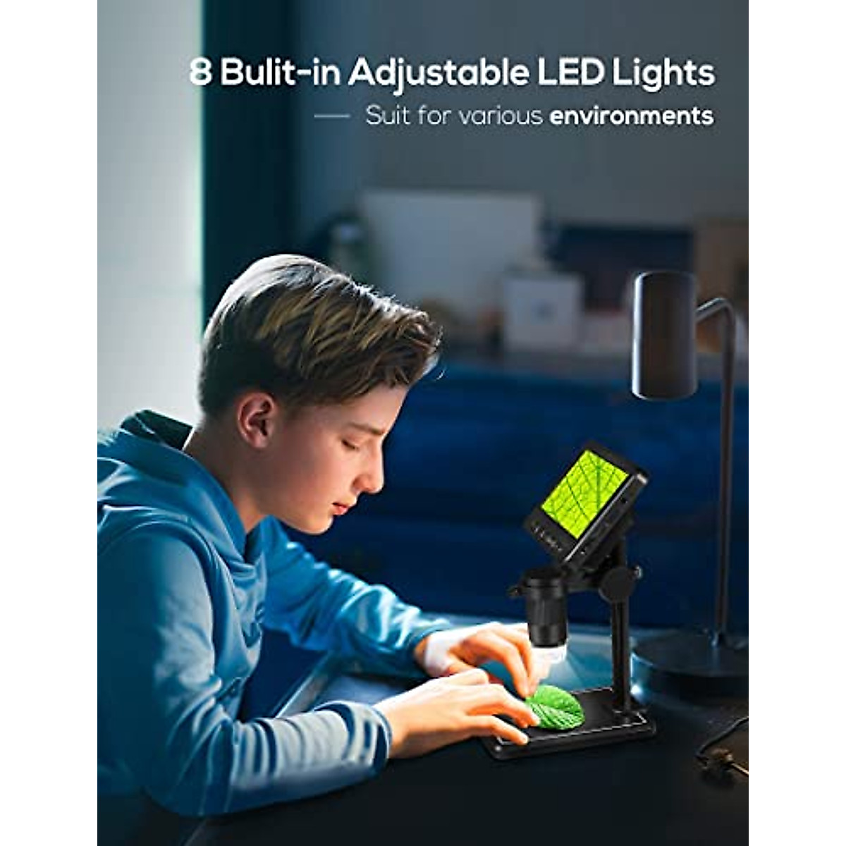 5" Coin Microscope 1200X with 32GB SD Card,Leipan 1080P Wireless LCD Digital Microscope with 8 LED Lights,PC View,Photo/Video Capture for Kids Adults,Compatible with Windows iPhone Android iPad